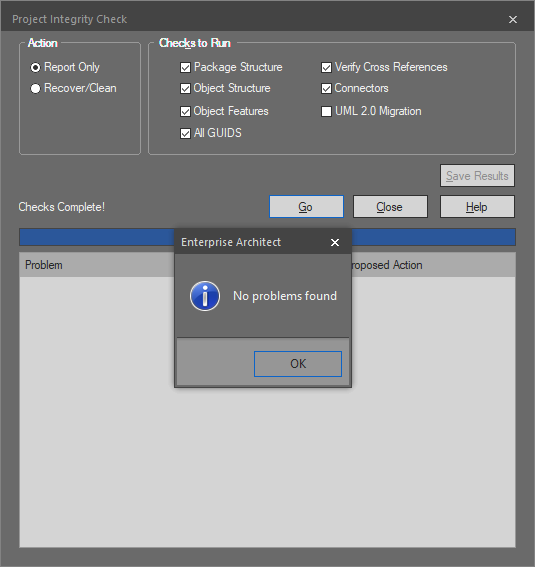 Check Data Integrity of a Model Repository – Enterprise Architect Blog